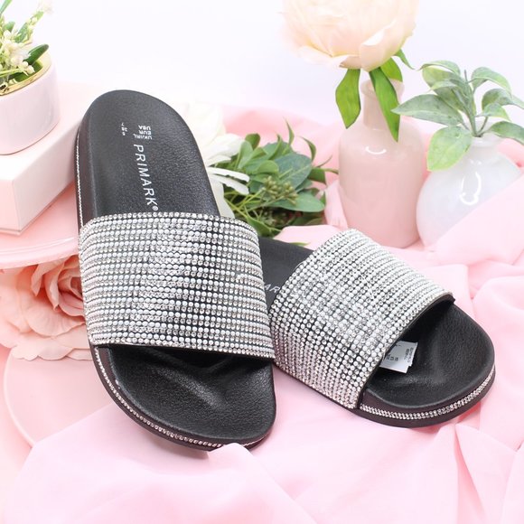 Primark | Shoes | Primark Womens Sparkly Glass Rhinestone Pearl Slide ...